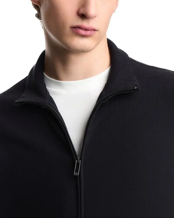 Emporio Armani Chevron Motif Interlock Zip-up Sweatshirt