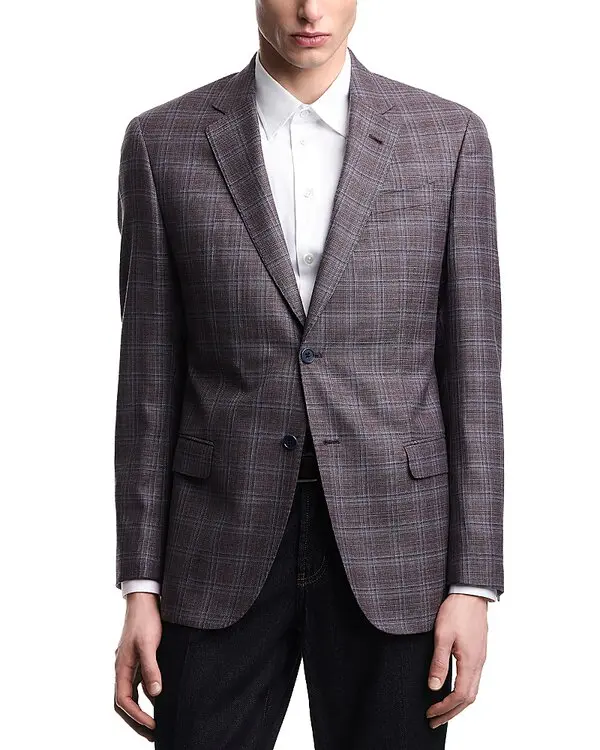 Emporio Armani G Line Regular Fit Jacket In Super 130s Wool - Violet