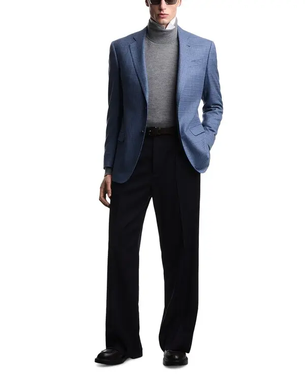 Emporio Armani G Line Regular Fit Single Breasted Notch Lapel Jacket In Super 130s Wool - Blue
