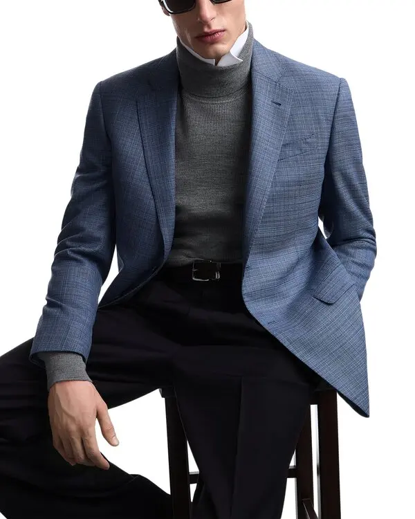 Emporio Armani G Line Regular Fit Single Breasted Notch Lapel Jacket In Super 130s Wool - Blue