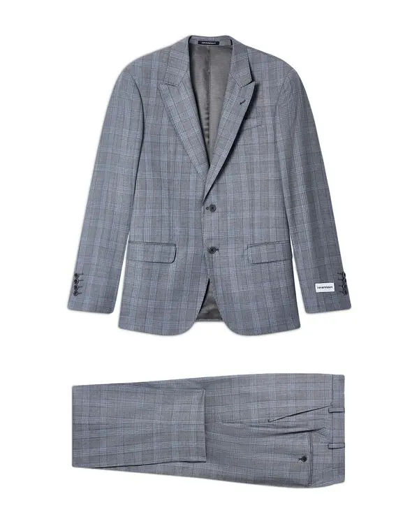 Emporio Armani G Line Regular Fit Single Breasted Peak Lapel Suit In Super 130s Virgin Wool - Grey