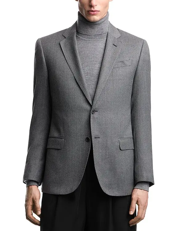 Emporio Armani G Line Regular Fit Single Breasted Notch Lapel Jacket In Super 130s Wool - Grey
