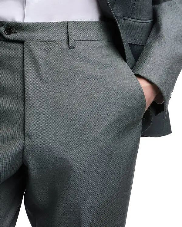Emporio Armani M Line Slim Fit Single Breasted Notch Lapel Suit In Sharkskin Wool - Green