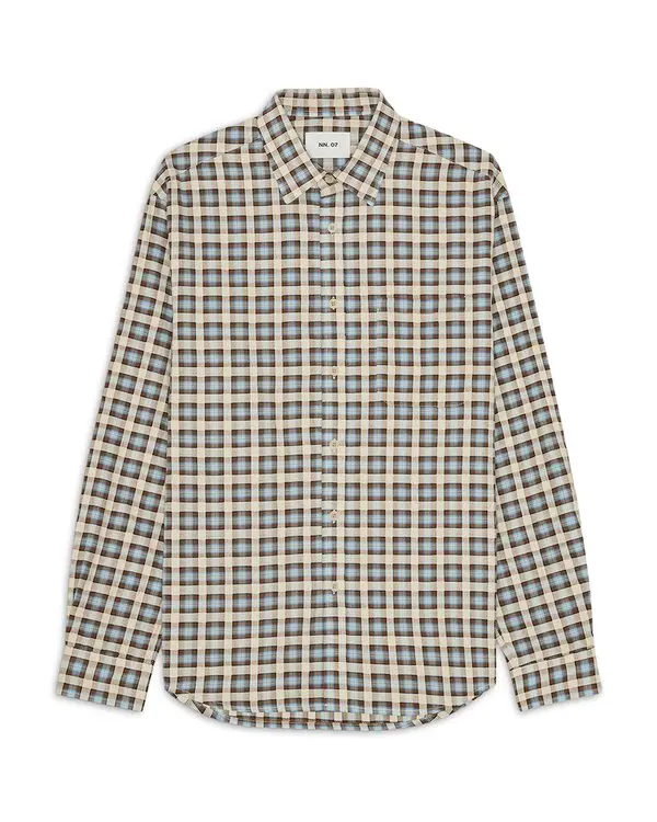 Nn07 Deon Patterned Pocket Shirt