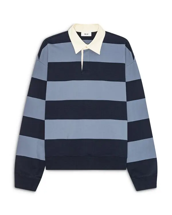 Nn07 David Stripe Rugby Polo - Blue Stripe