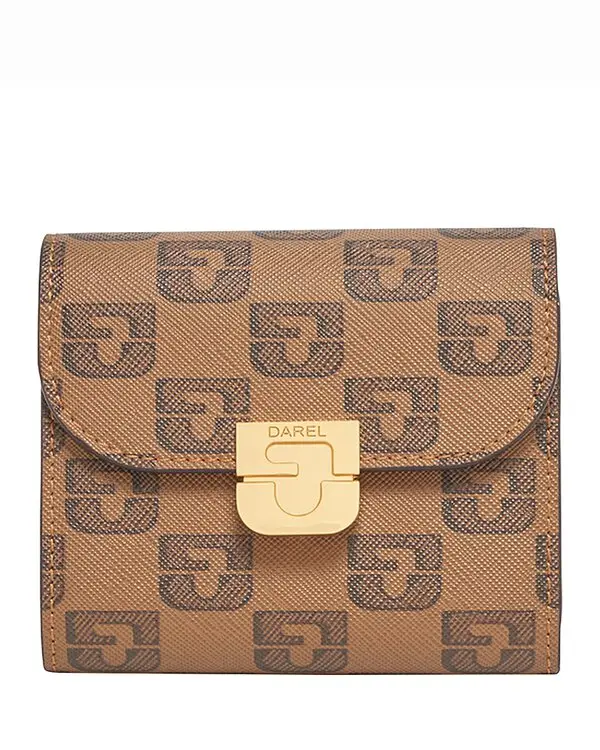 Gerard Darel Mini Logo Print Leather Wallet - Camel