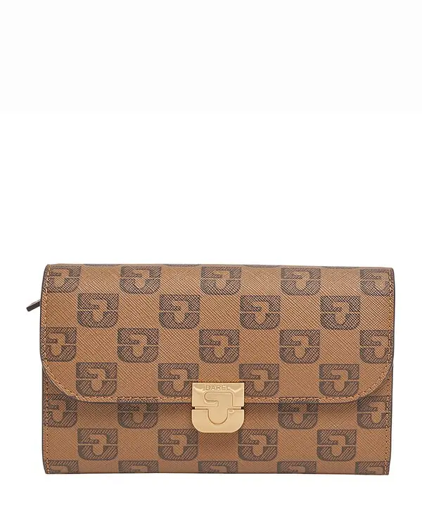 Gerard Darel Small Logo Print Leather Wallet - Camel