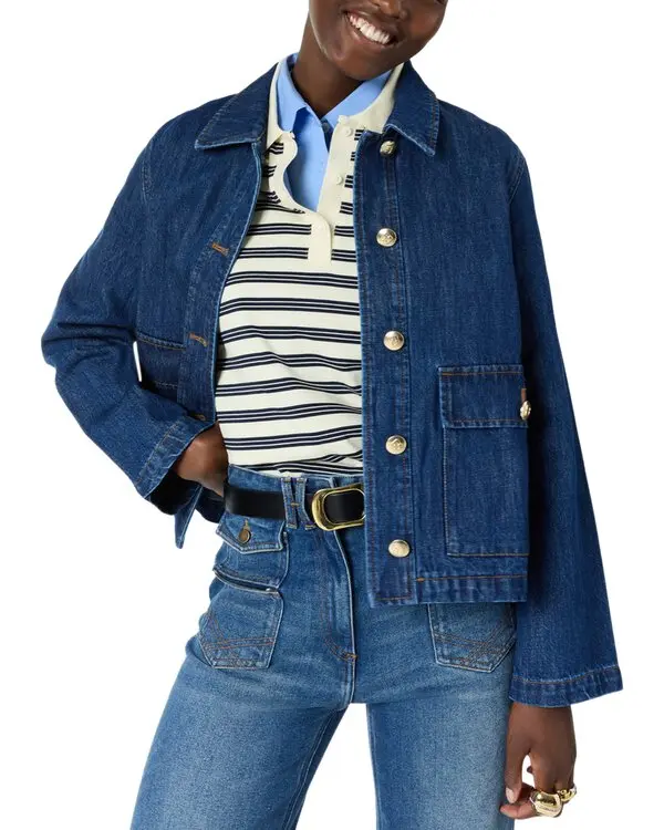 Gerard Darel Taina Denim Buttoned Jacket - Blue