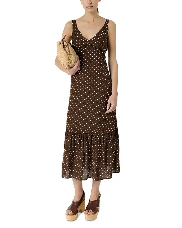 Gerard Darel Racine Polka Dot Midi Dress