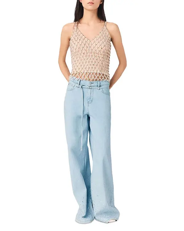 Maje Lakoya Beaded Top - Ecru