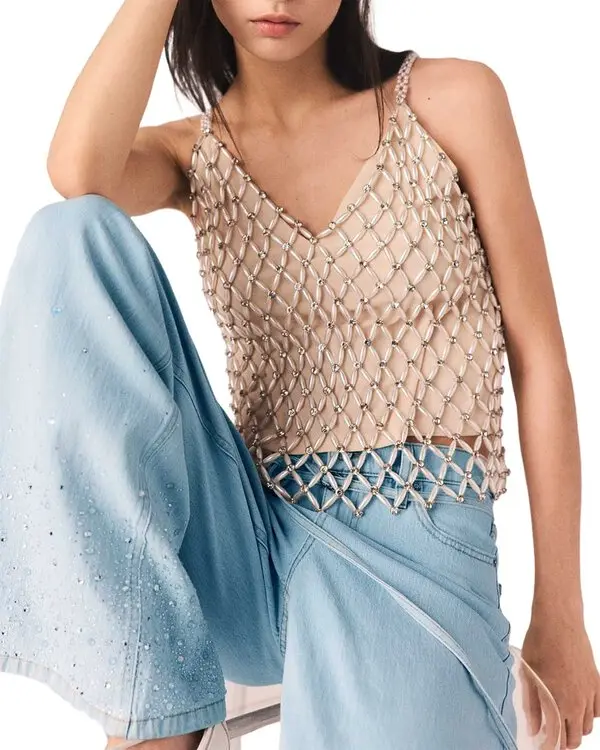 Maje Lakoya Beaded Top