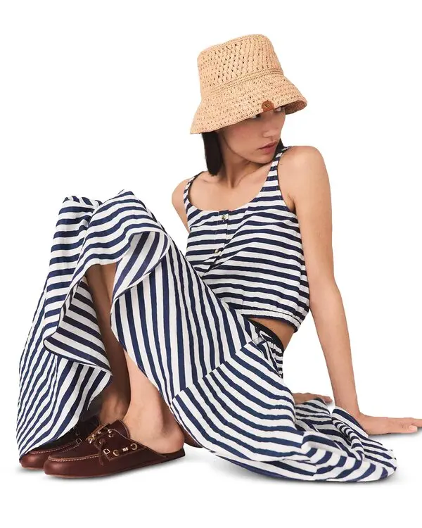 Maje Lalais Striped Top - White/blue