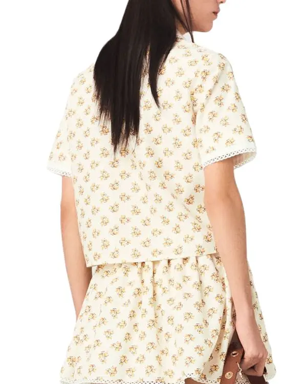 Maje Printed Croquet Trim Shirt