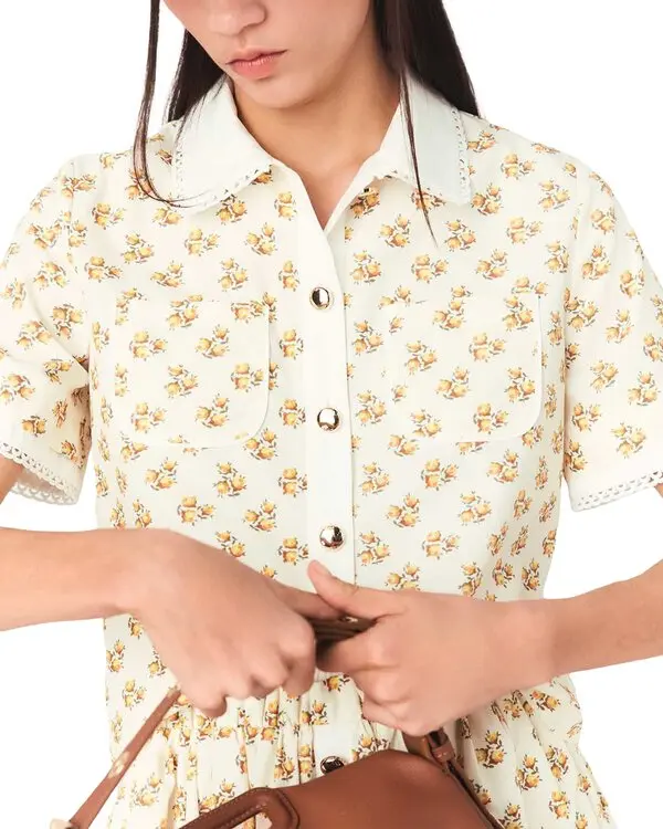 Maje Printed Croquet Trim Shirt
