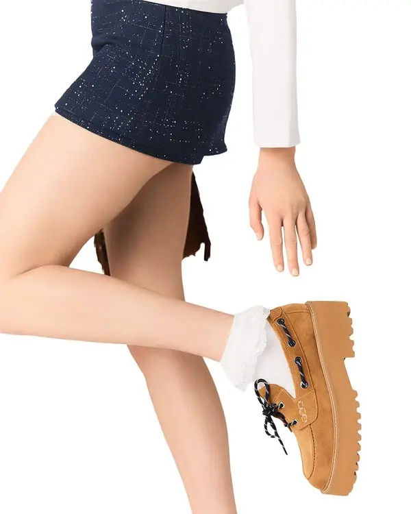Maje Suede Platform Loafers With Rope Detailing - Caramel