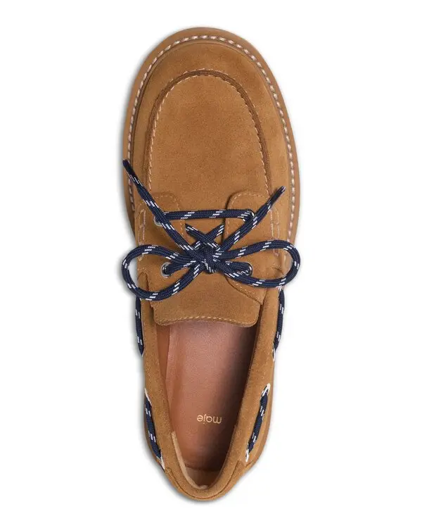 Maje Suede Platform Loafers With Rope Detailing - Caramel