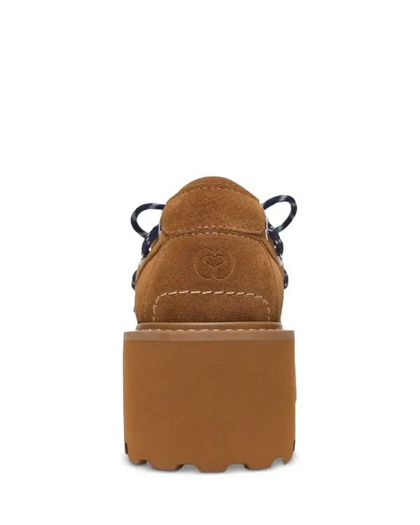 Maje Suede Platform Loafers With Rope Detailing - Caramel