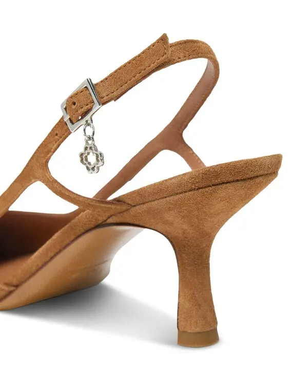 Maje Metallic Toe Suede Pumps - Camel