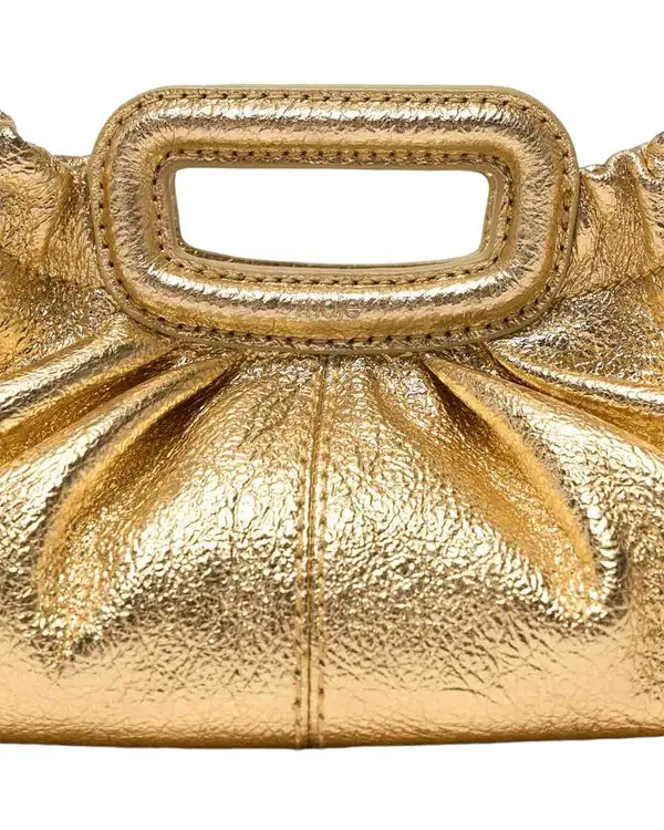 Maje Mini Metallic Leather Clutch - Gold