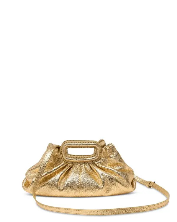 Maje Mini Metallic Leather Clutch - Gold