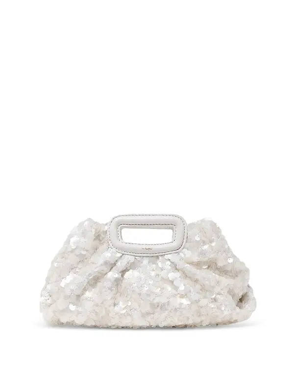 Maje Milpli Mini Sequins Clutch - White