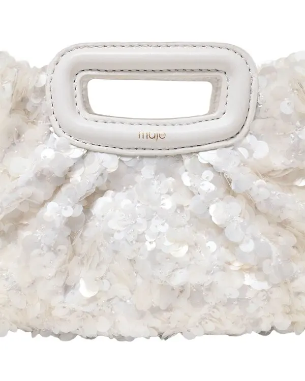 Maje Milpli Mini Sequins Clutch - White