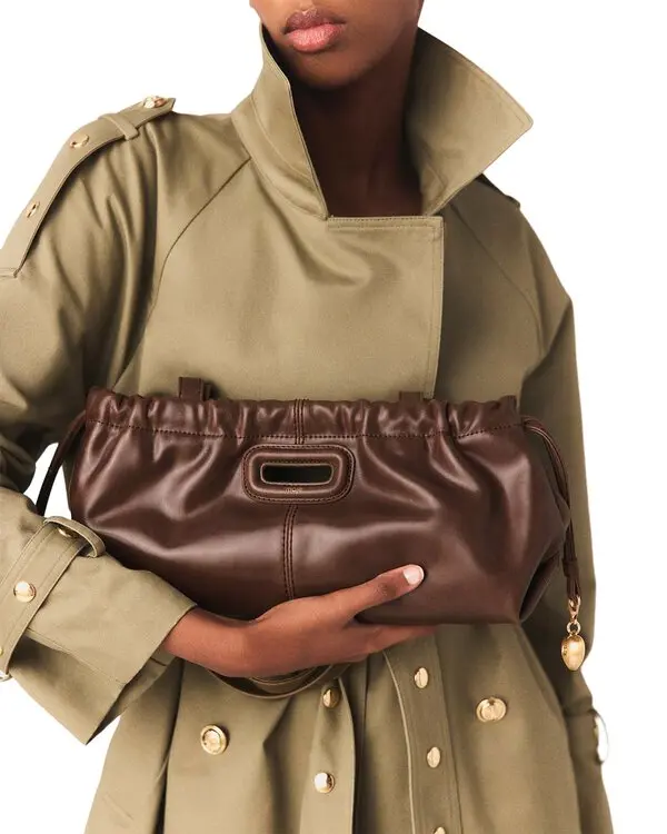 Maje Milpil Gazette Leather Shoulder Bag - Brown