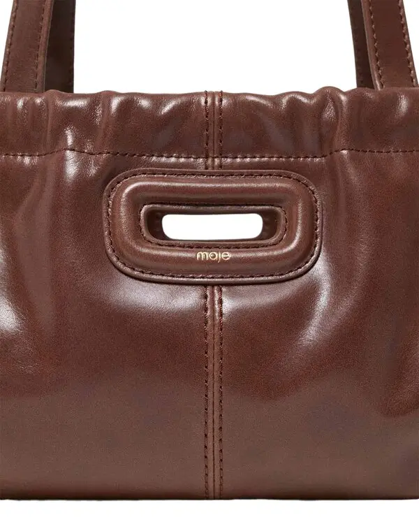 Maje Milpil Gazette Leather Shoulder Bag - Brown