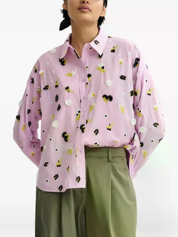 Essentiel Antwerp Flower-embroidered Button-up Shirt