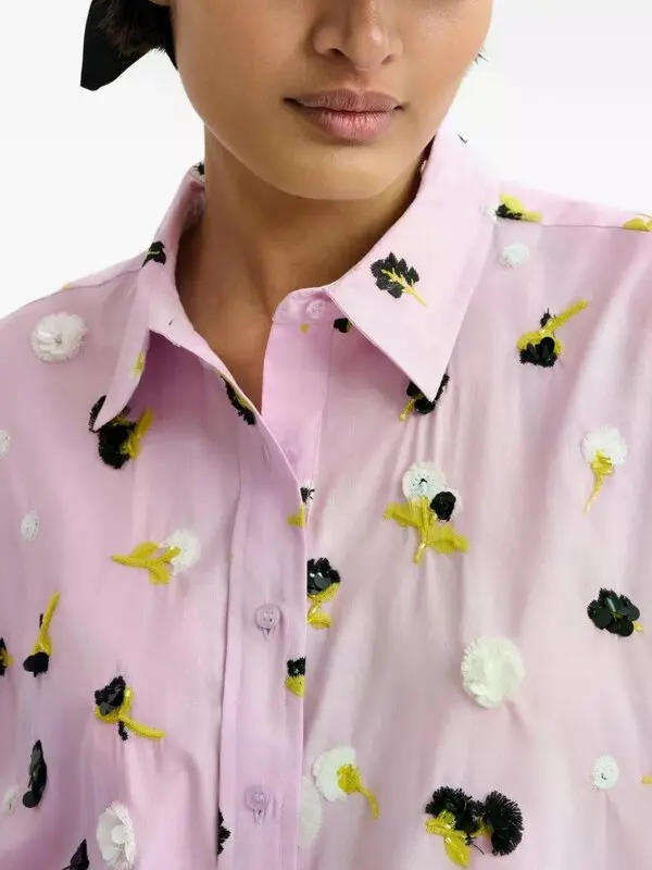 Essentiel Antwerp Flower-embroidered Button-up Shirt