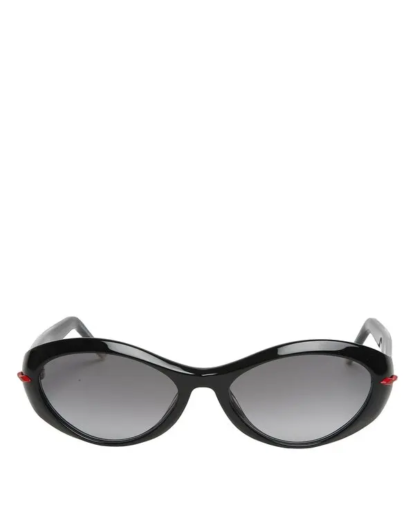 CHRISTIAN LOUBOUTIN Oval Sunglasses, 55mm - Shiny Black