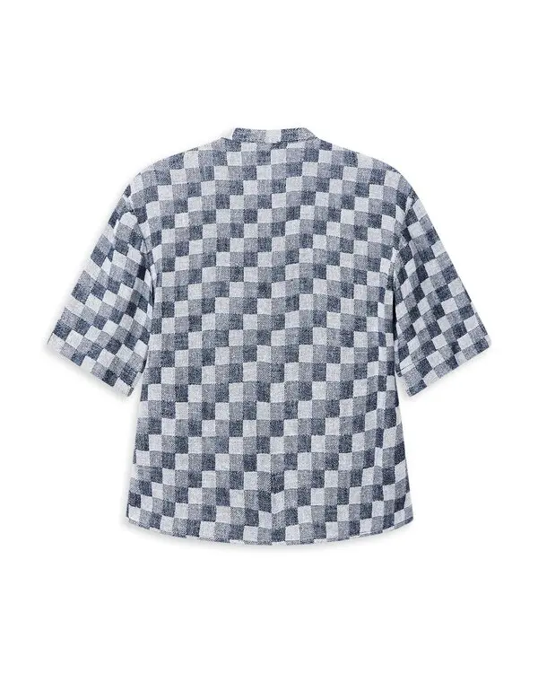 Emporio Armani Linen Gauze Checkered Shirt - Navy/natural Check
