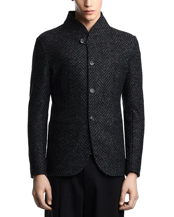 Emporio Armani Wool Blend Jersey Jacket - Black