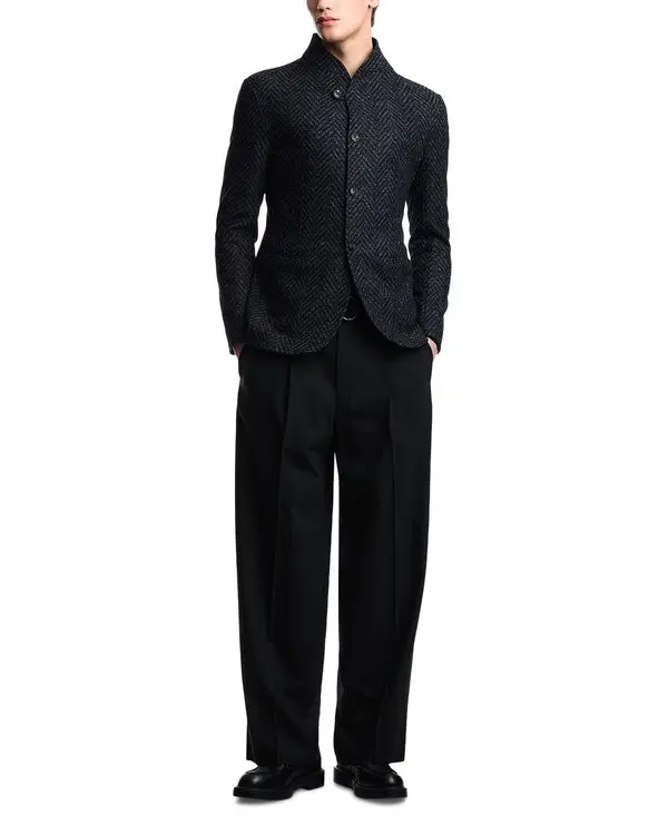 Emporio Armani Wool Blend Jersey Jacket - Black