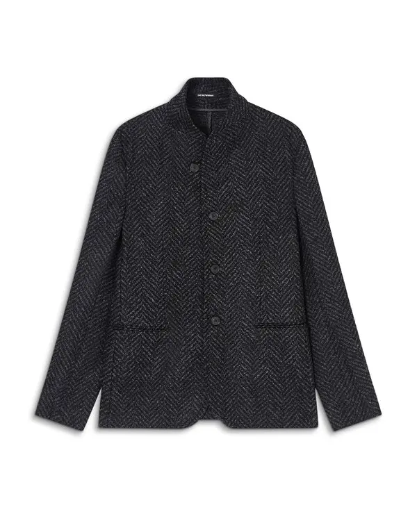 Emporio Armani Wool Blend Jersey Jacket - Black