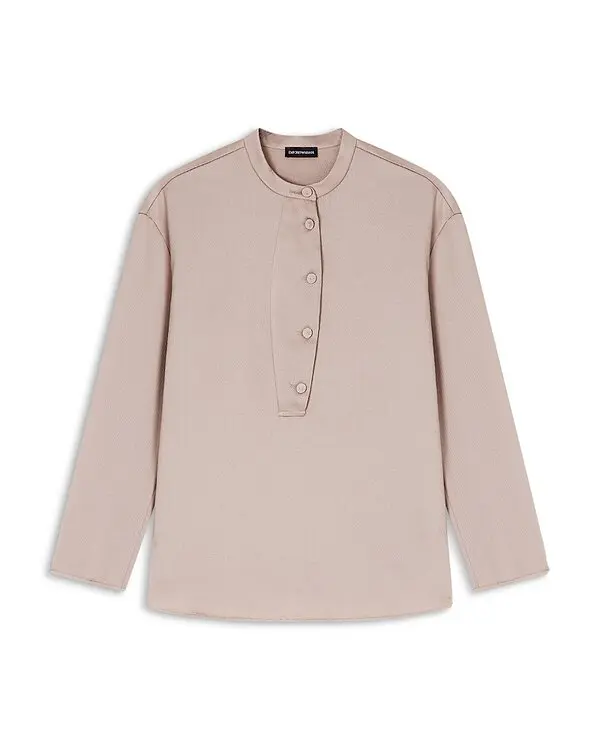Emporio Armani Crepe Twill Long Sleeve Shirt - Dune