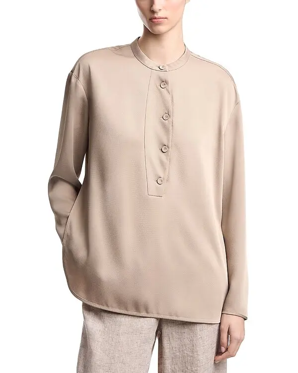 Emporio Armani Crepe Twill Long Sleeve Shirt - Dune