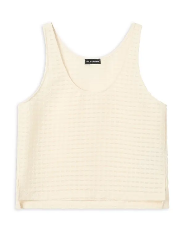 Emporio Armani Vichy 3d Jacquard Tank Top - Vanilla