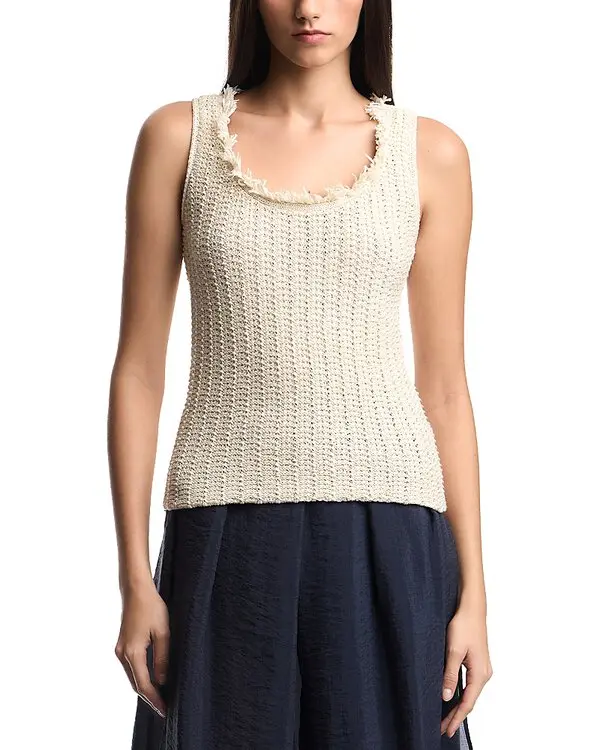 Emporio Armani Knit Top With Fringe Detail - Vanilla