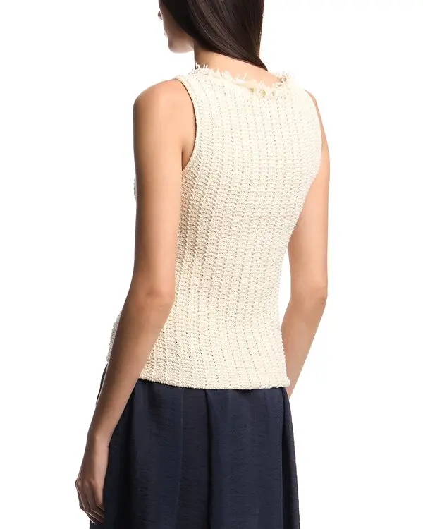 Emporio Armani Knit Top With Fringe Detail - Vanilla