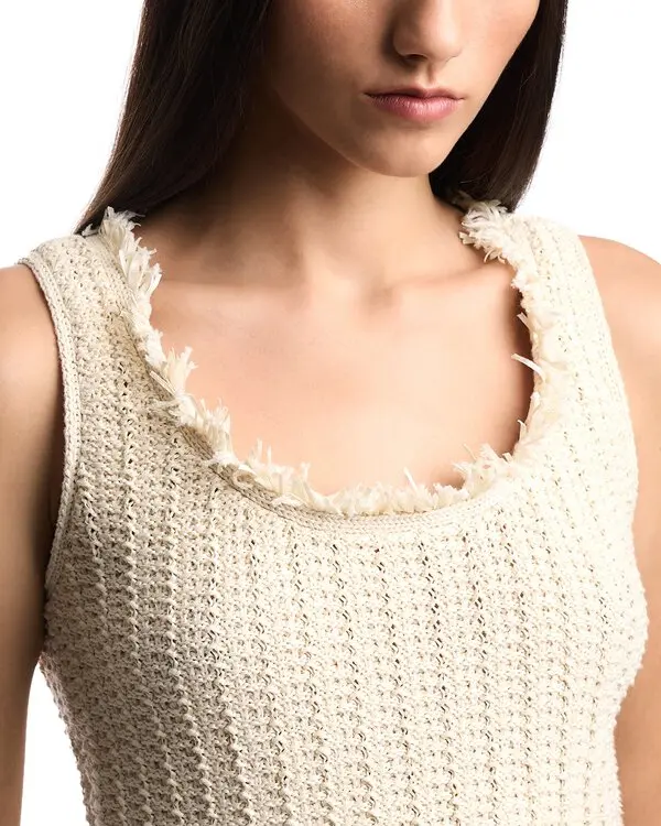Emporio Armani Knit Top With Fringe Detail - Vanilla