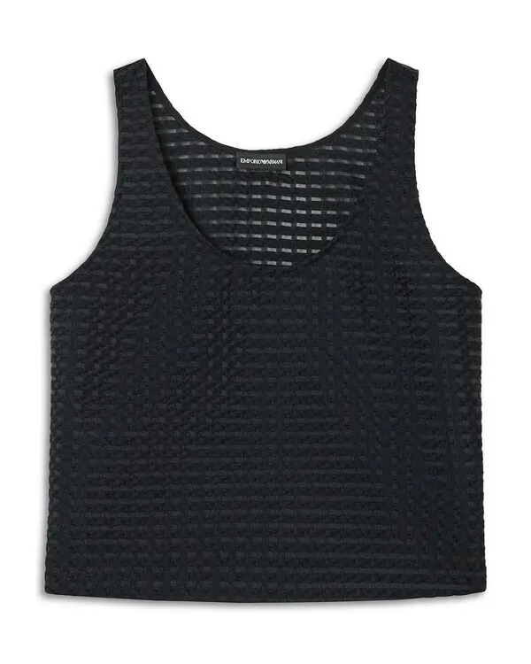 Emporio Armani Vichy 3d Jacquard Tank Top - Black