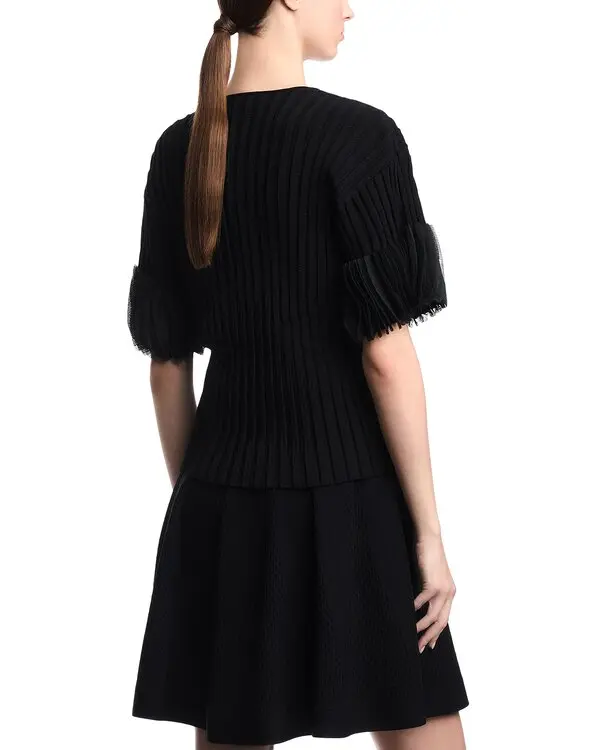 Emporio Armani Rib Knit Ruffle Motif Top