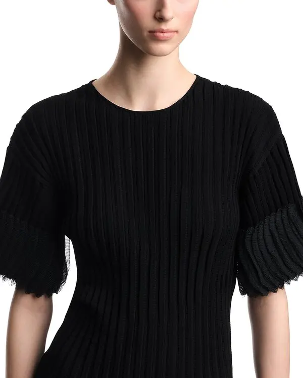 Emporio Armani Rib Knit Ruffle Motif Top