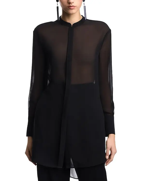 Emporio Armani Techno Georgette Long Shirt