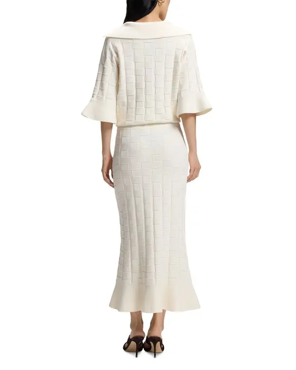BOSS Foppy Check Textured Maxi Skirt - Soft Cream
