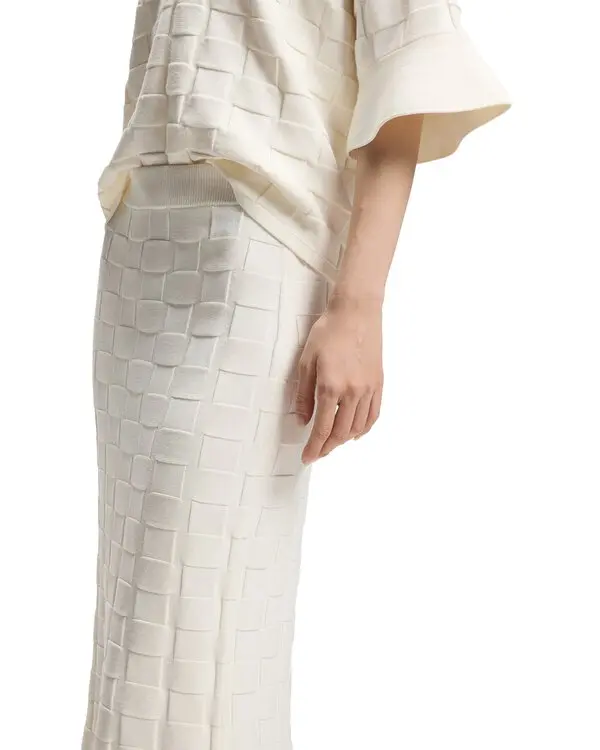BOSS Foppy Check Textured Maxi Skirt - Soft Cream