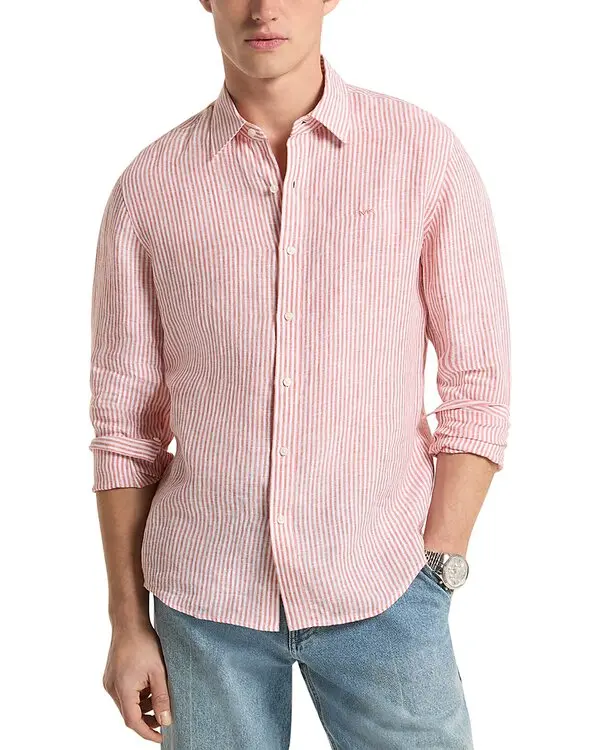 Michael Kors Long Sleeve Stripe Linen Shirt - Mimosa