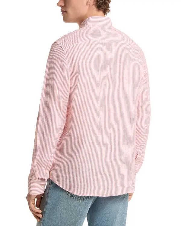Michael Kors Long Sleeve Stripe Linen Shirt - Mimosa