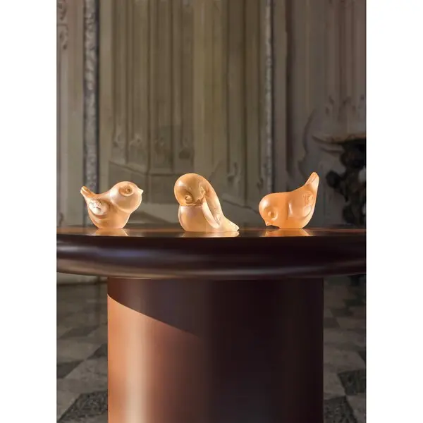 Lalique Piou Piou Head Down Crystal Figure, Coral - No Color